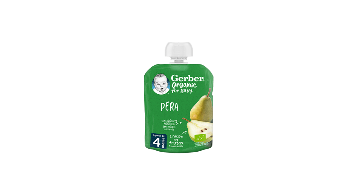 Saqueta de fruta para Bebé GERBER Organic Pera | Clube Bebé Nestlé